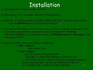 Lex (lexical analyzer) | PPT
