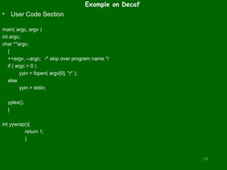 Lex (lexical analyzer) | PPT