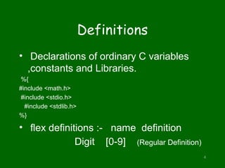 Lex (lexical analyzer) | PPT