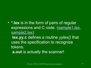 LEX lexical analyzer for compiler theory.ppt