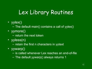 LEX lexical analyzer for compiler theory.ppt