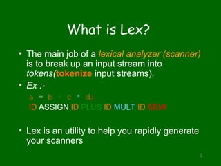 LEX lexical analyzer for compiler theory.ppt