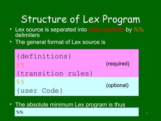 LEX lexical analyzer for compiler theory.ppt