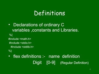 LEX lexical analyzer for compiler theory.ppt