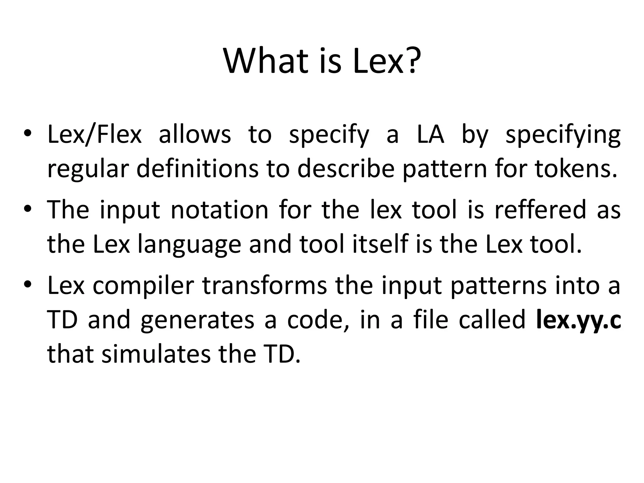 Lex programming | PPTX
