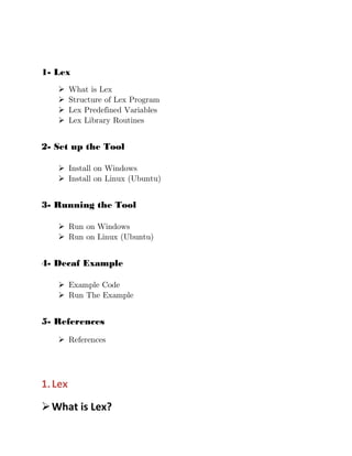 Lex tool manual | DOC