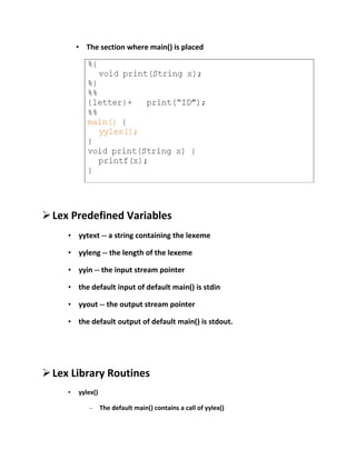 Lex tool manual | DOC