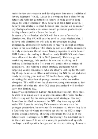 Lexus NXTable of ContentsPages1. Executive Summary ……….docx