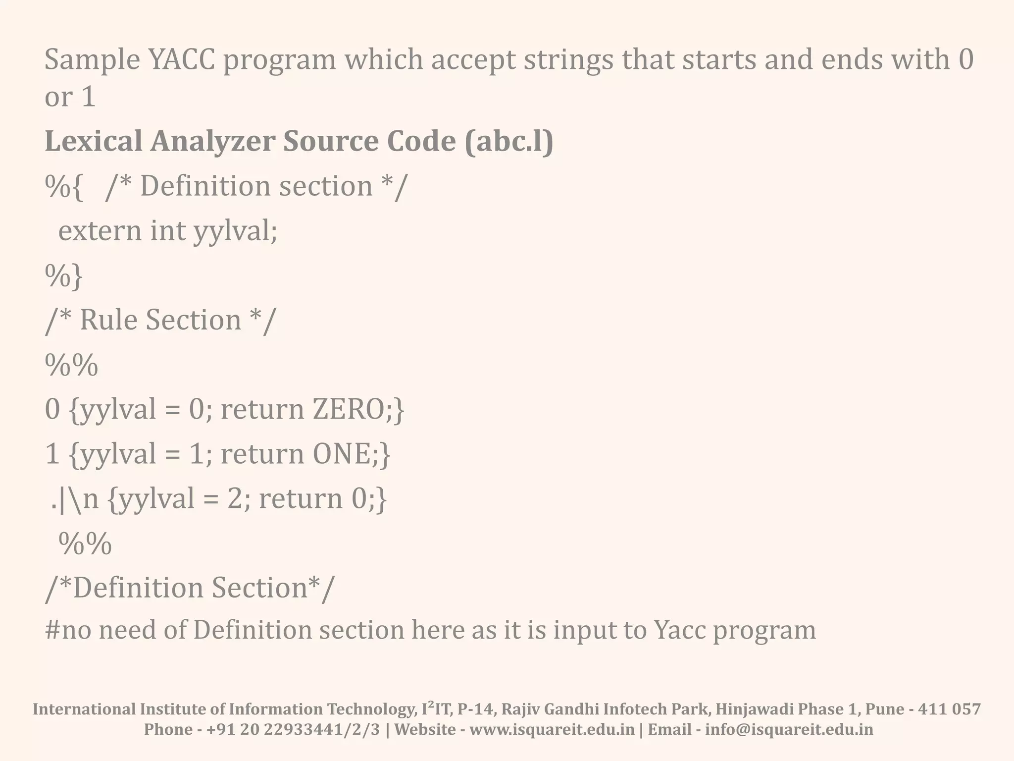 What Is LEX And YACC PPT