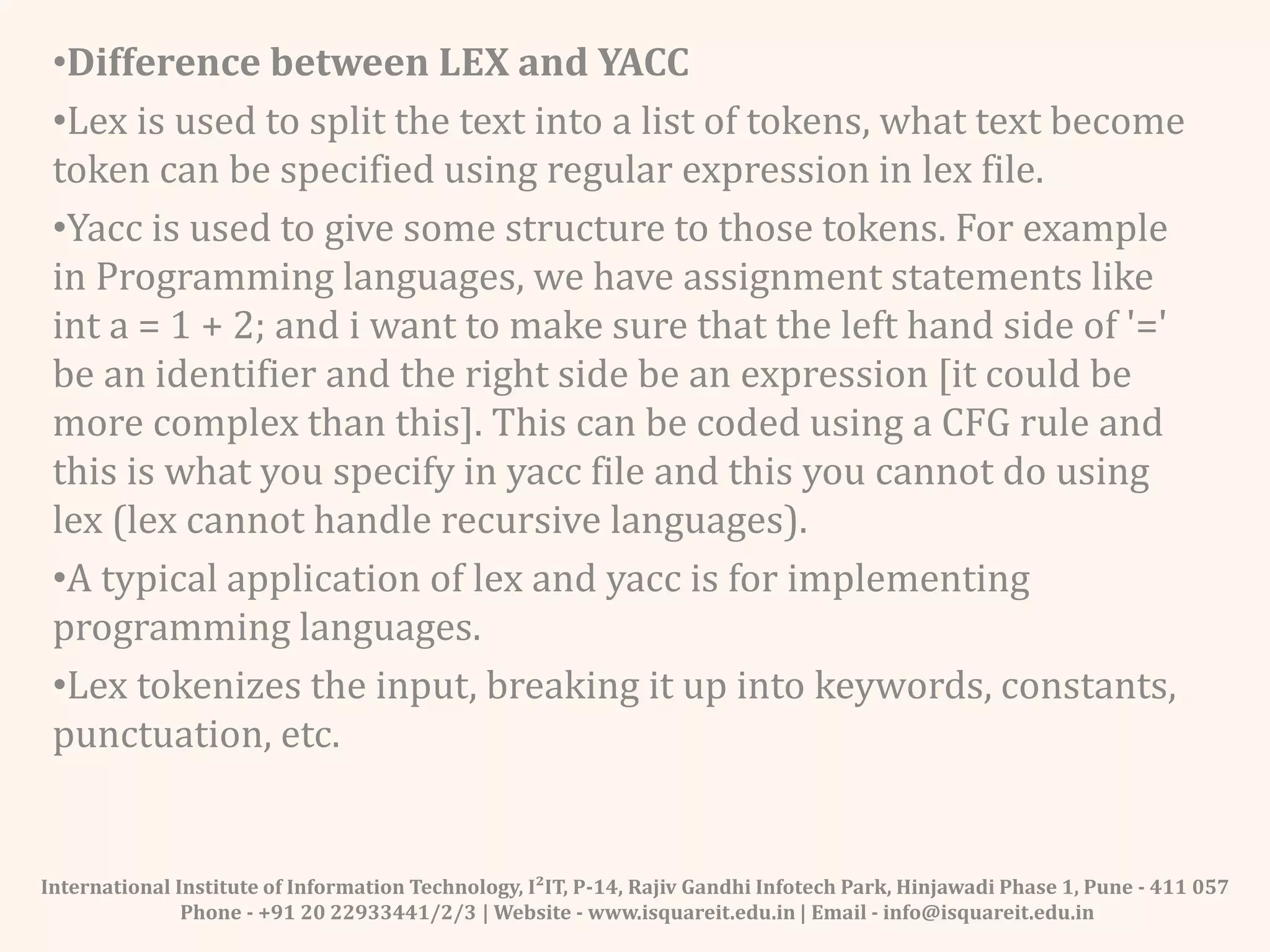 What Is LEX and YACC? | PPTX
