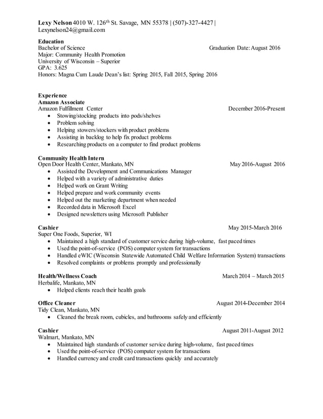 Lexy Nelson resume 2018 | PDF