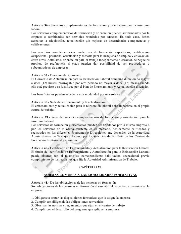 Ley 28518 Modalidades Formativas