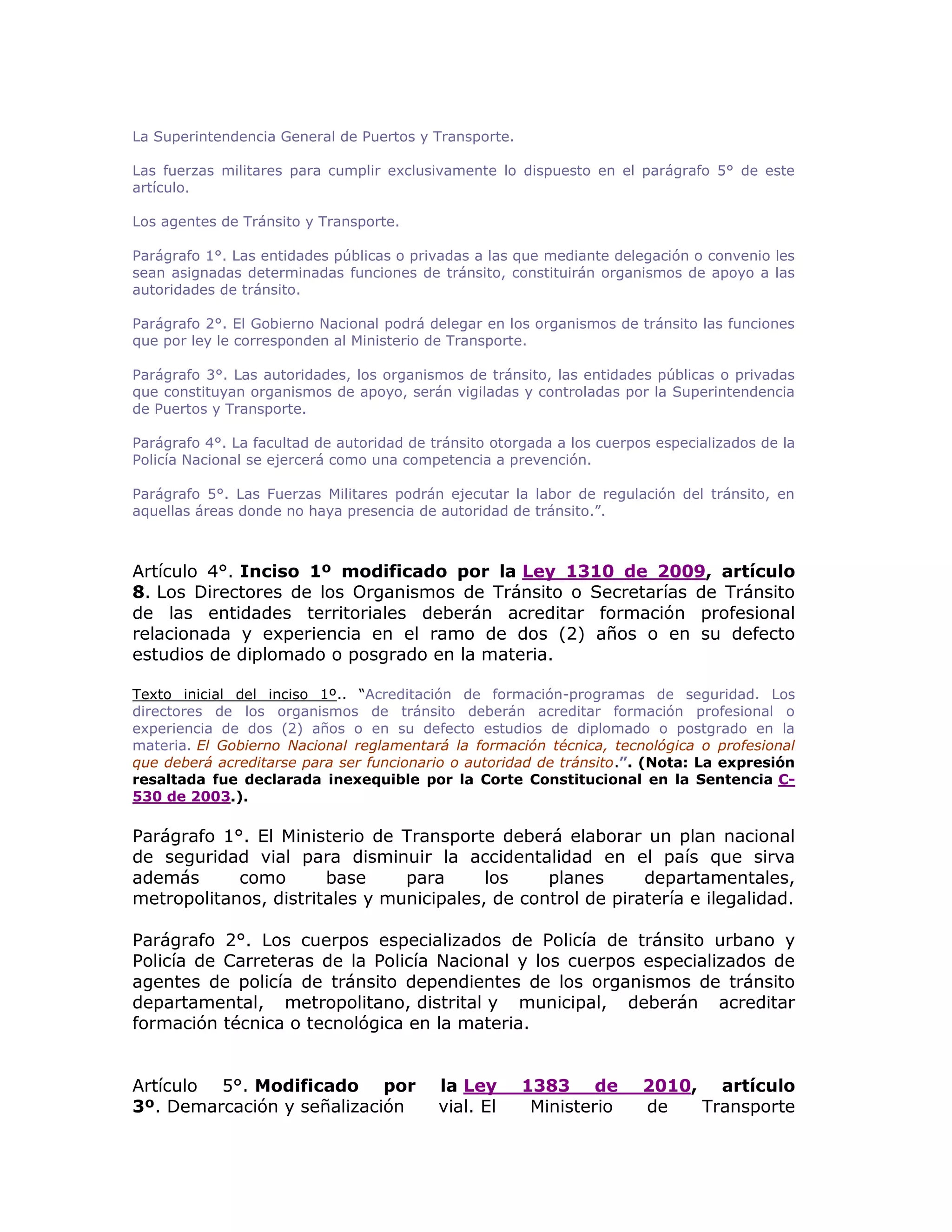 Ley 769 de 2002 | PDF
