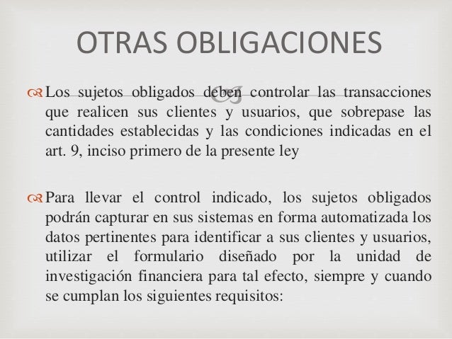 Ley Contra El Lavado De Dinero Y Activos