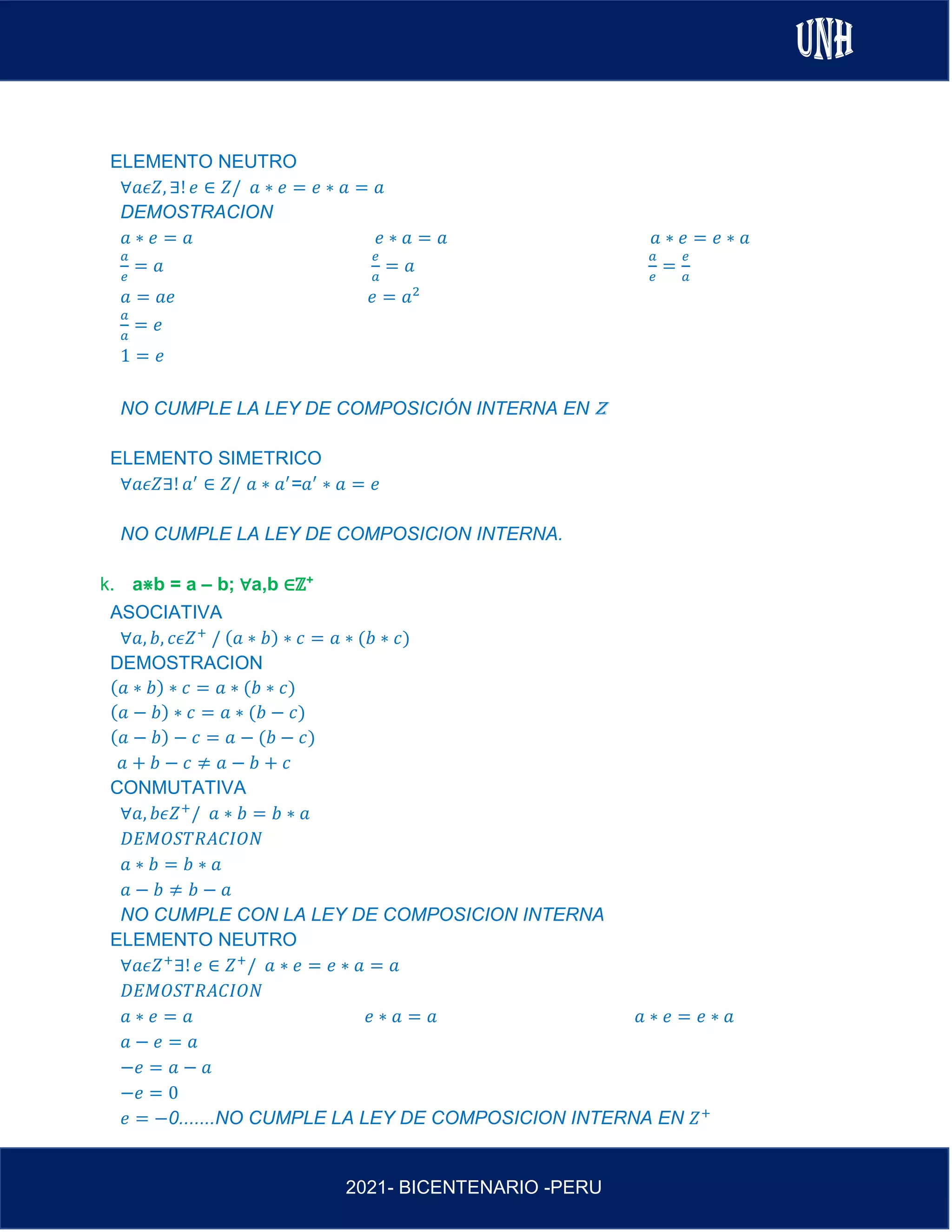 Ley de composición interna algebra ii | PDF