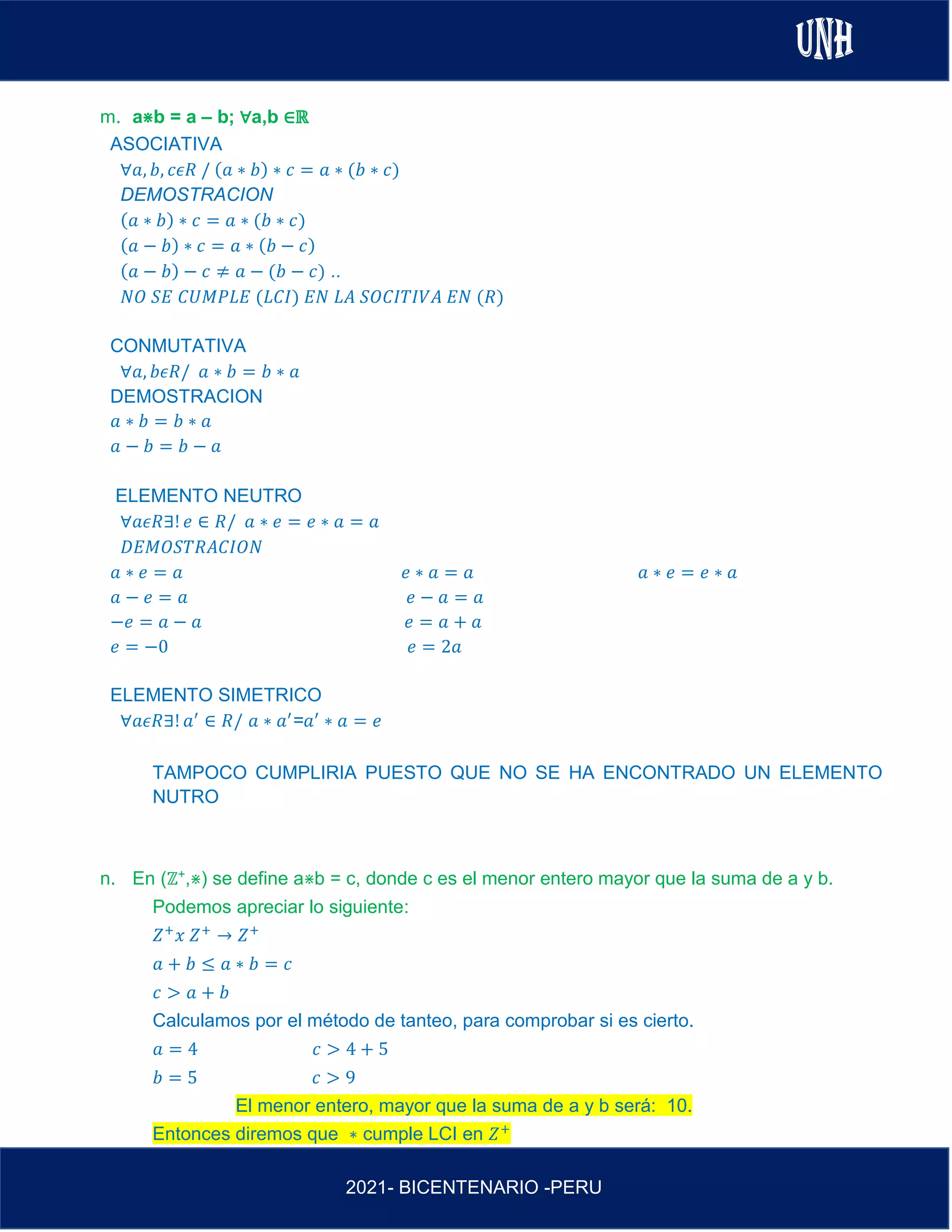 Ley de composición interna algebra ii | PDF