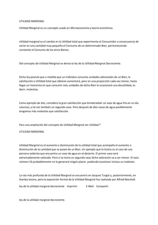 Ley de la utilidad marginal decreciente | DOC