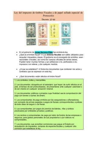 Ley del impuesto de timbres Fiscales y de papel sellado especial de ...