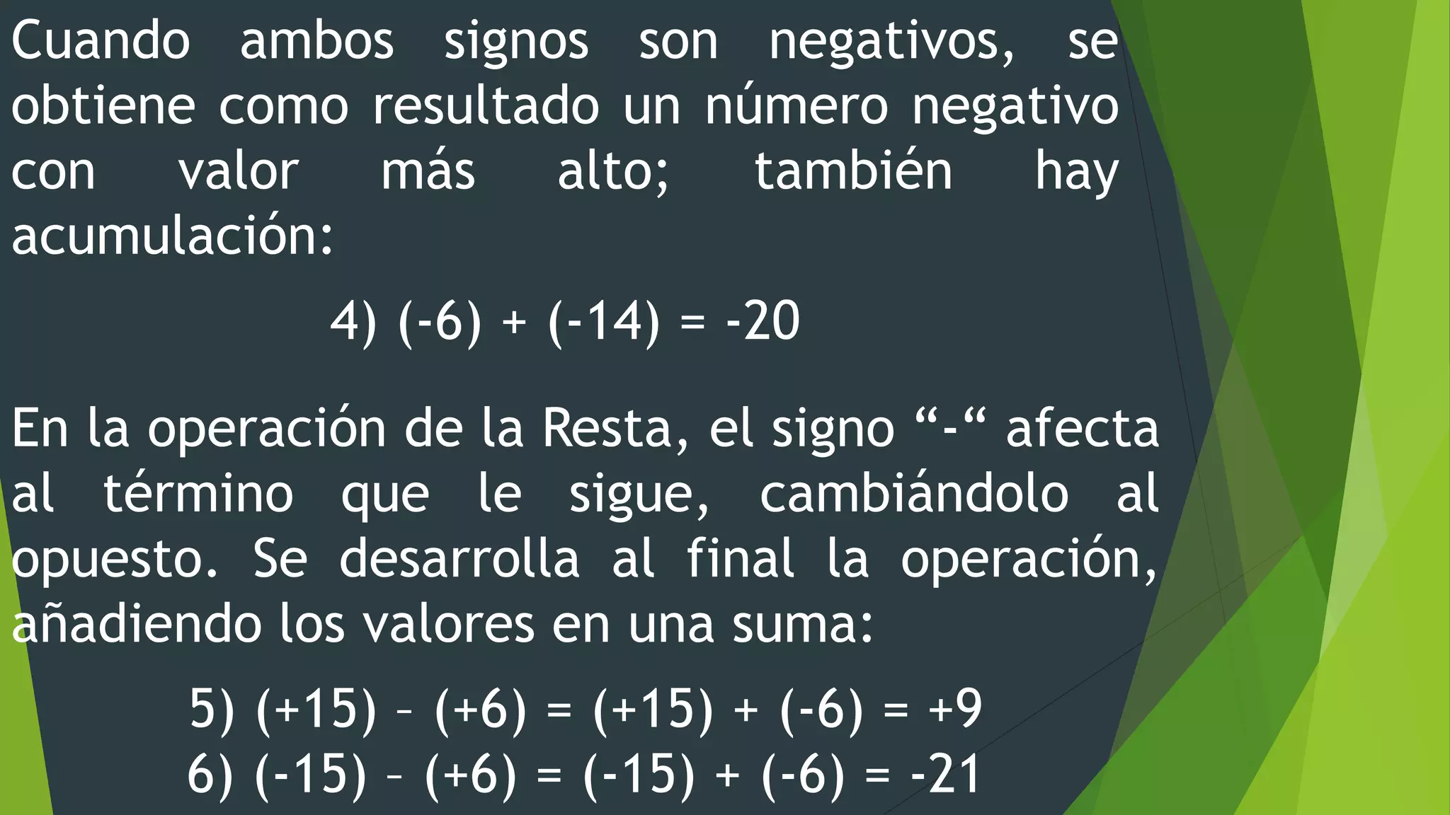 Ley de los signos de las operaciones | PPT