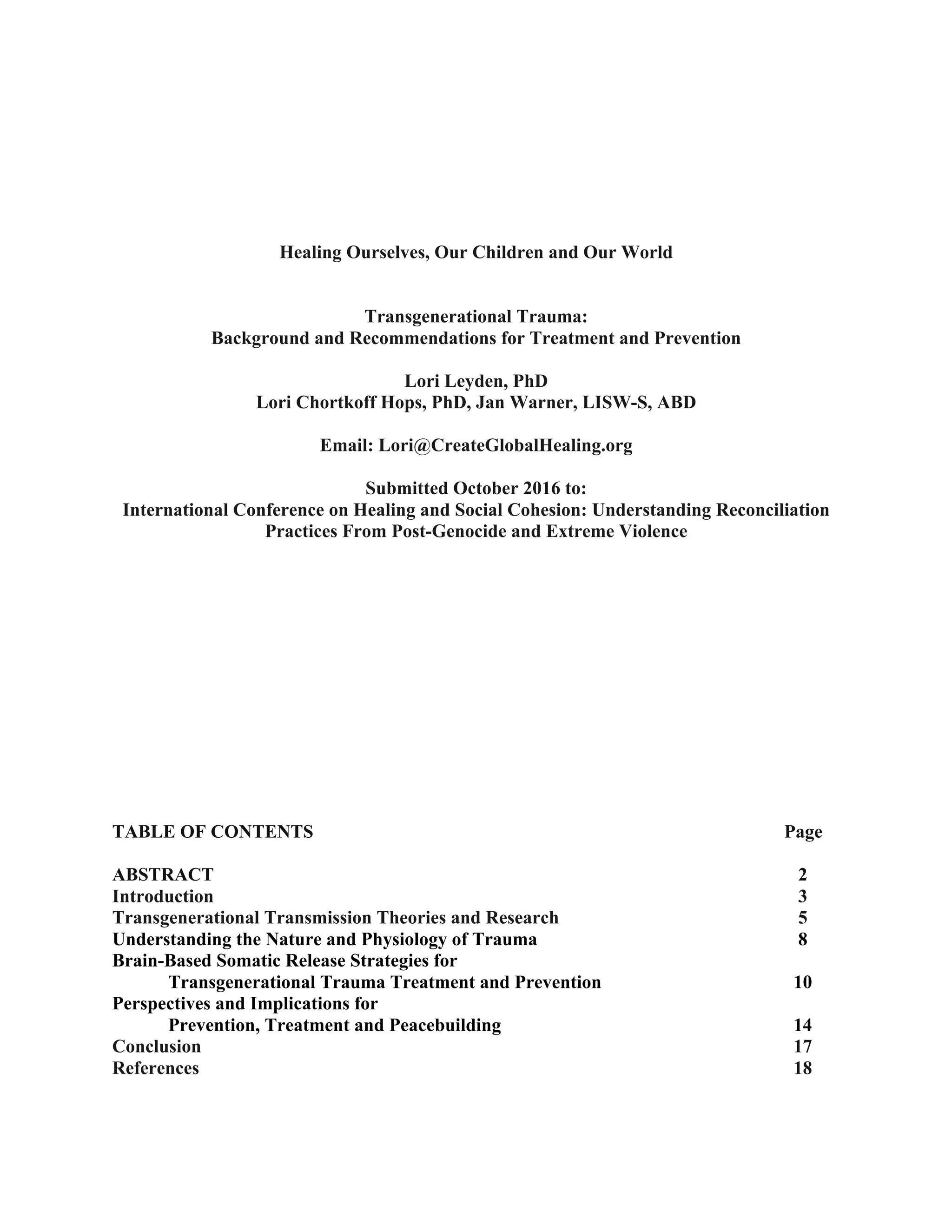 Leyden transgenerational trauma 10-30-16 (2) | PDF