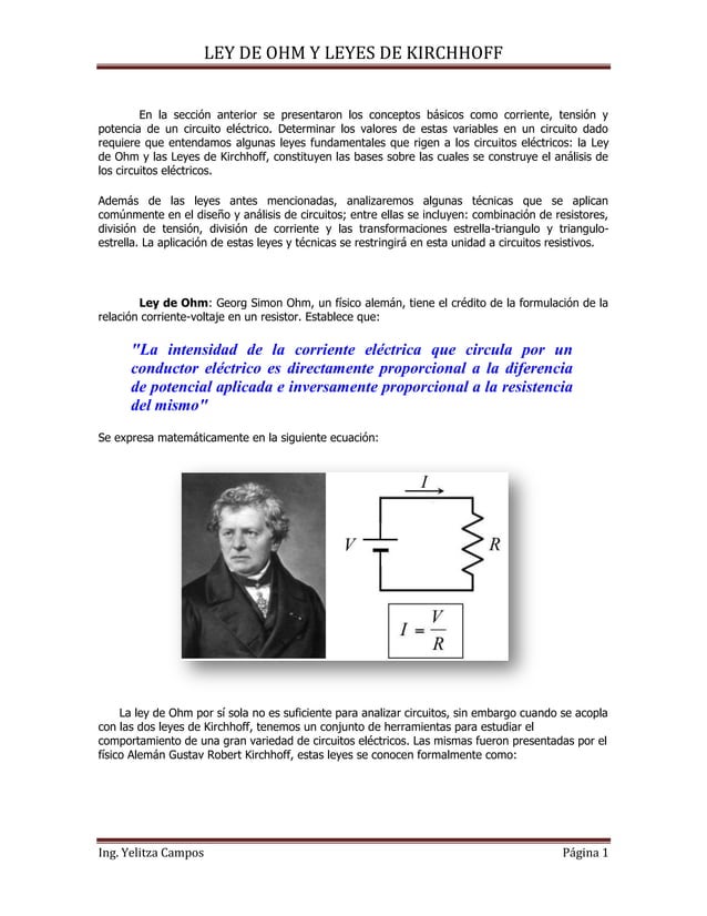 Ley de ohm y leyes de Kirchhoff | PDF
