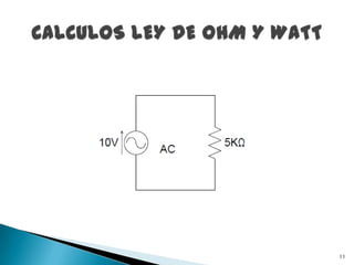 Ley de ohm y ley de watts diapositivas | PPTX