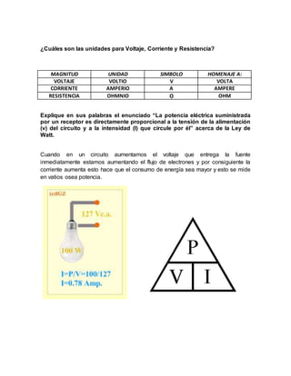 Ley de ohm y watt | DOCX