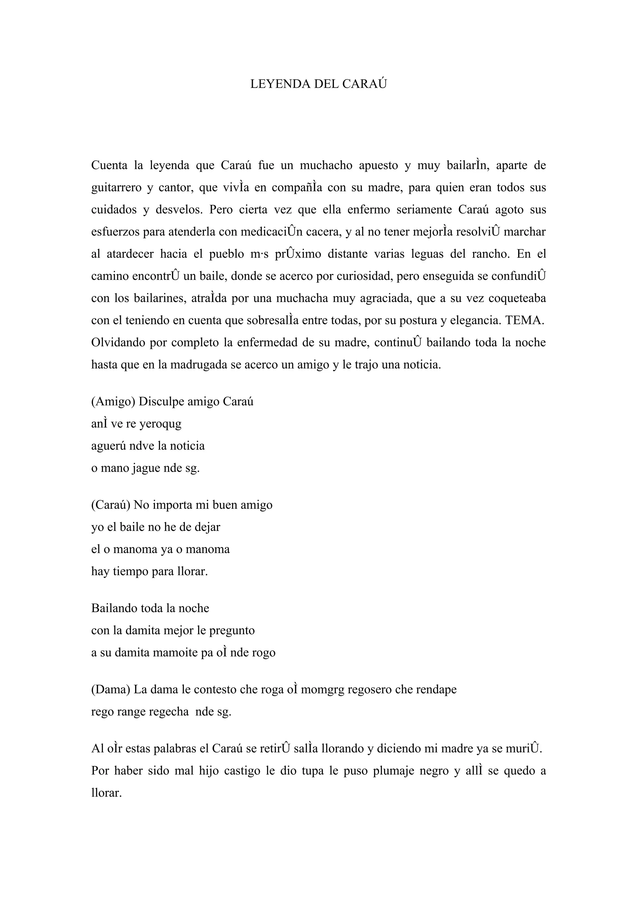 Leyenda Del Caraú | DOC