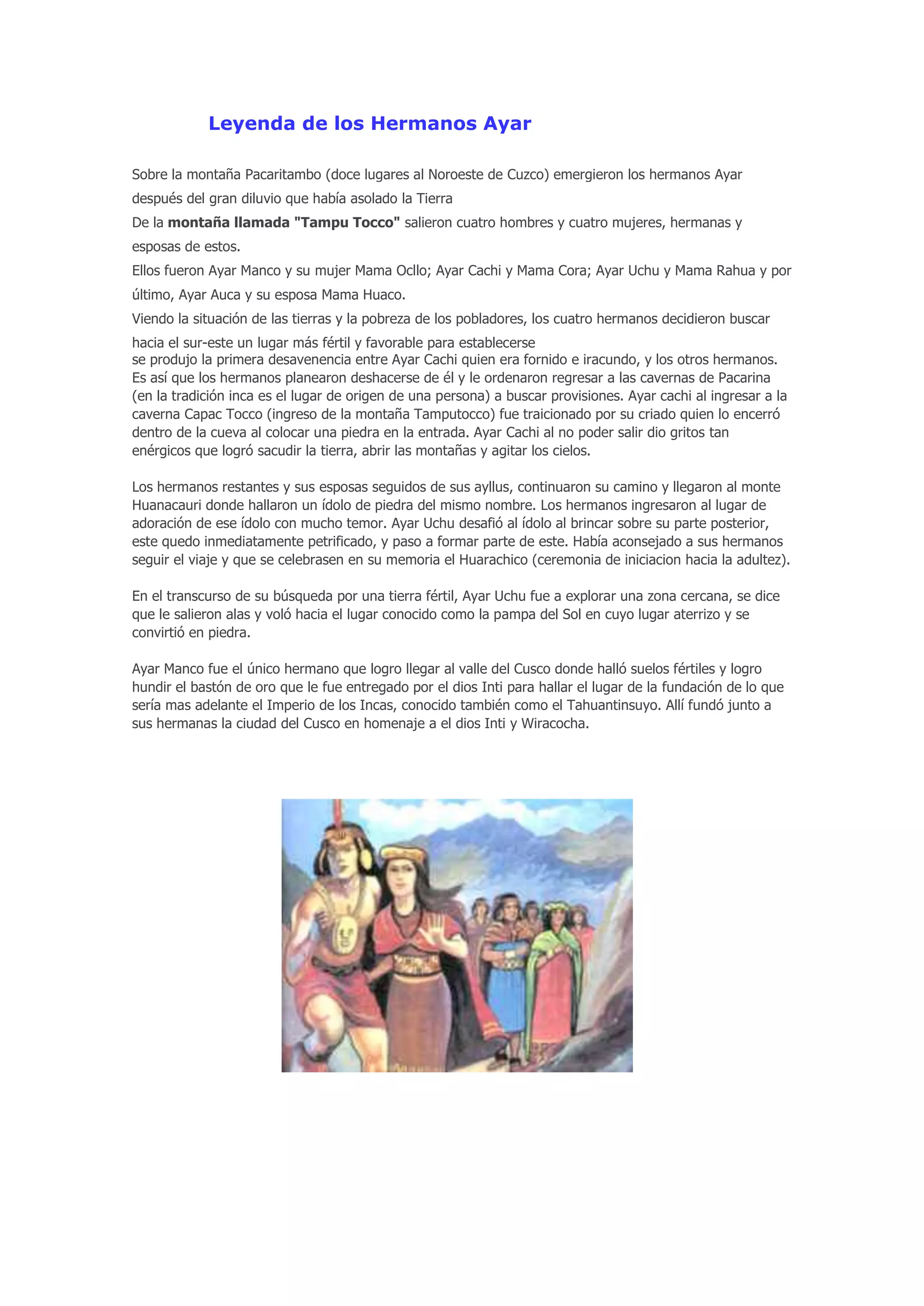 Leyenda de los hermanos ayar | DOCX