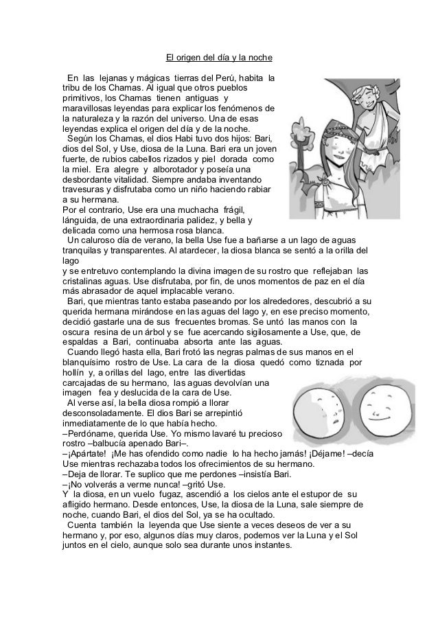 Leyenda el origen del día y la noche. Actividades de Comprensión Leyenda el origen del día y la noche. Actividades de Comprensión