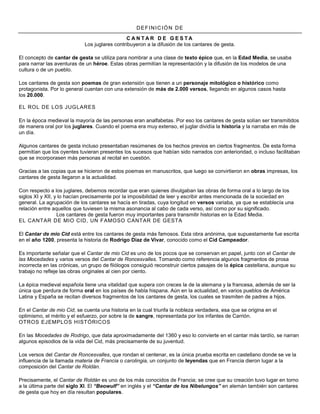 leyenda, mito, copla,juego de palabras ,epopeya,cantar de gestas ...