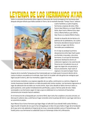 Leyendas incas | PDF