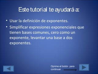 Leyes BáSicas De Exponentes Tutorial | PPT
