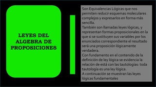 Leyes del algebra proposicional | PPTX