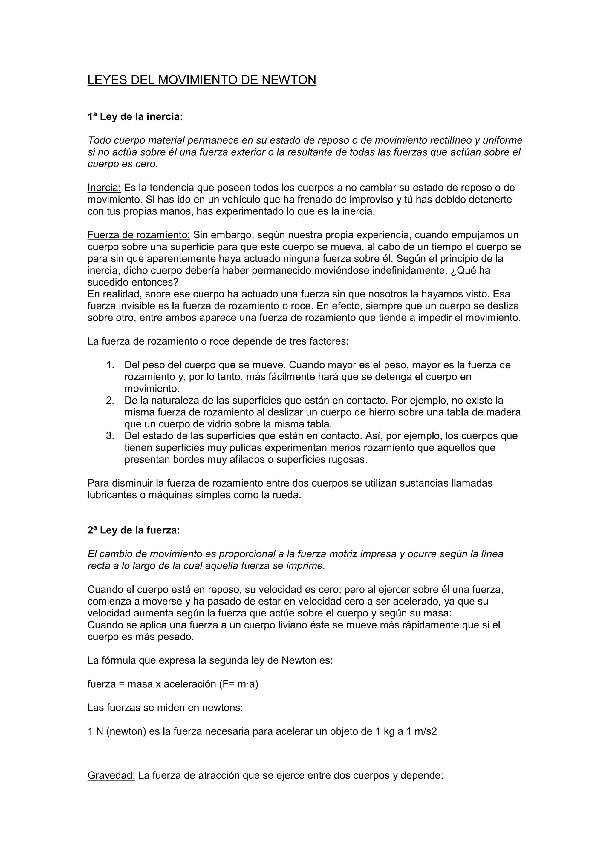 Leyes del movimiento de Newton | DOCX | Physics | Science