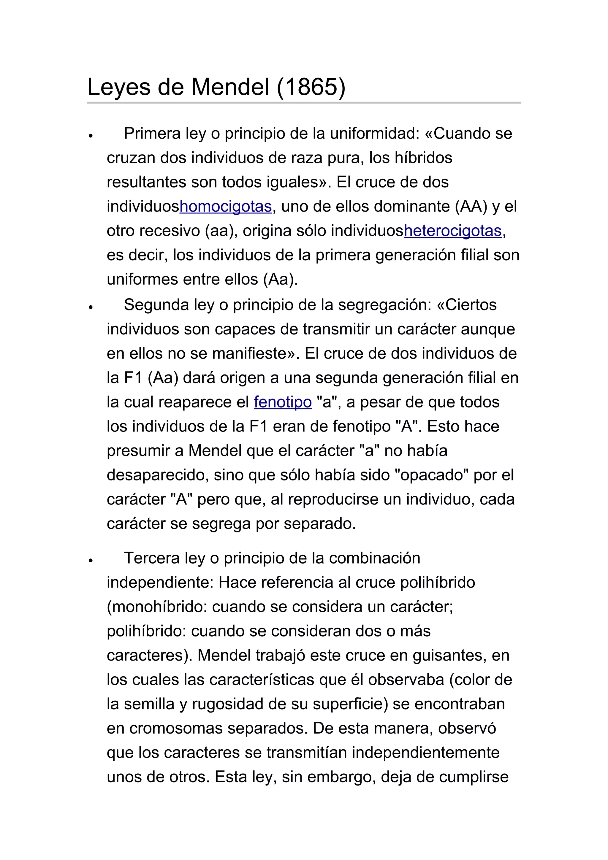 Leyes de mendel | DOC