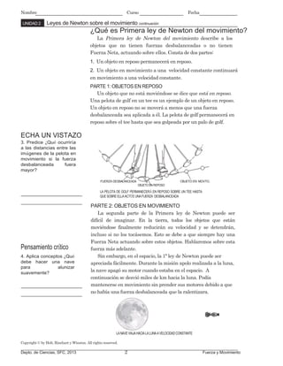 Leyes de newton- Guía para 7º básico | PDF