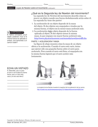 Leyes de newton- Guía para 7º básico | PDF