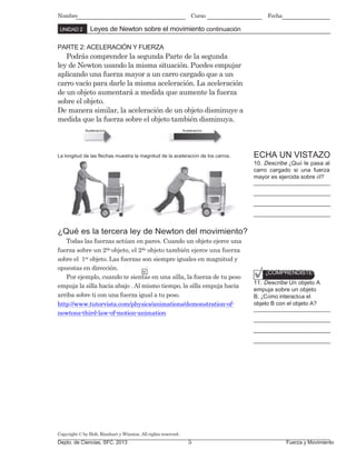 Leyes de newton- Guía para 7º básico | PDF