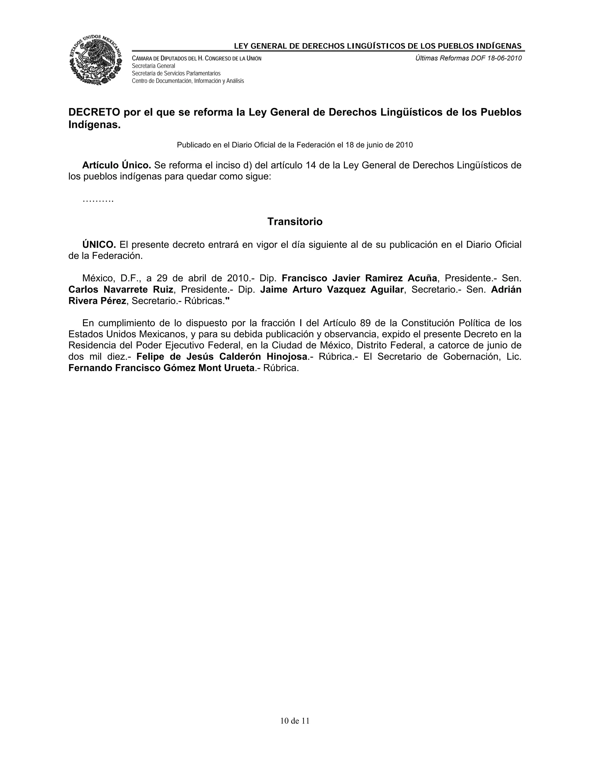 Ley general de derechos lingüísticos de los pueblos indígenas | PDF