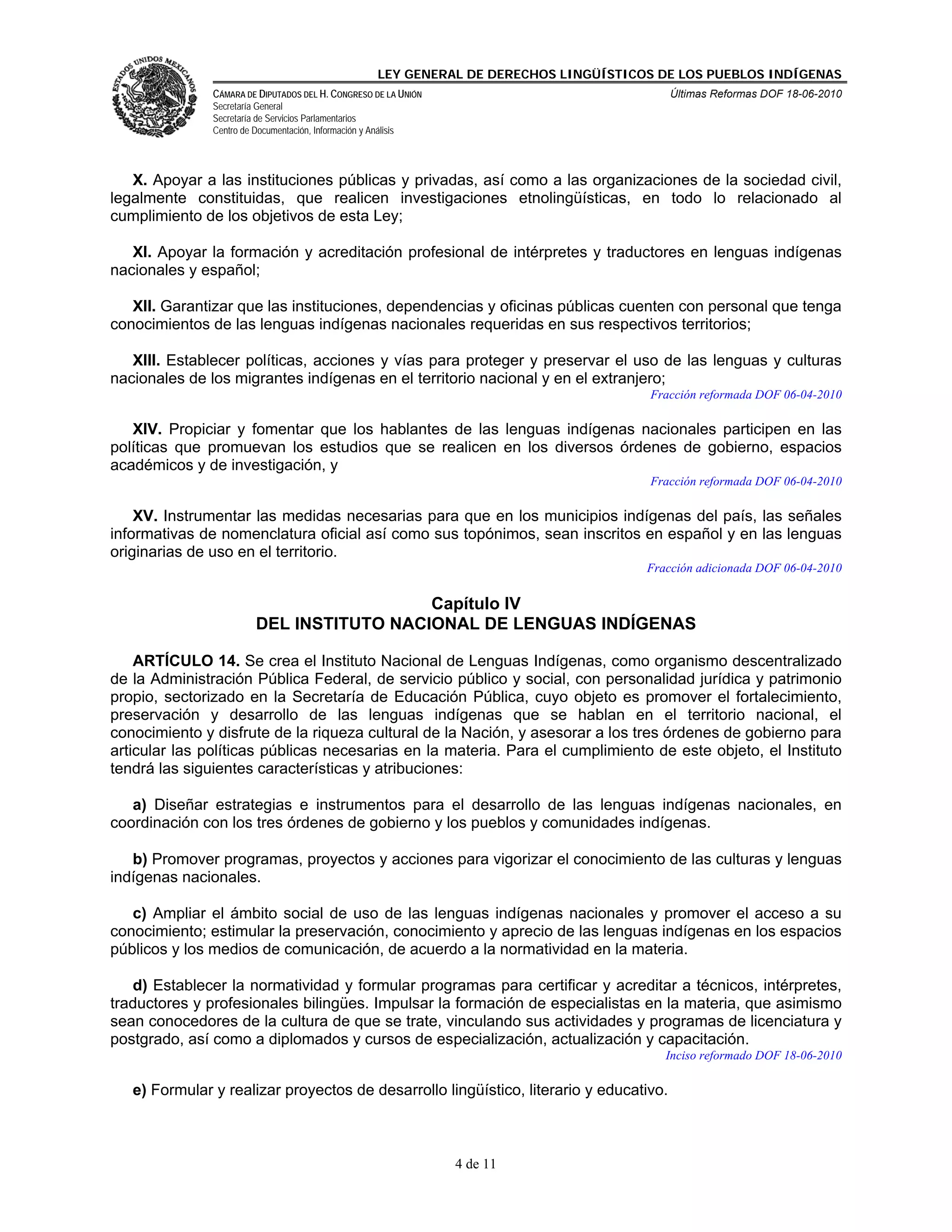 Ley general de derechos lingüísticos de los pueblos indígenas | PDF
