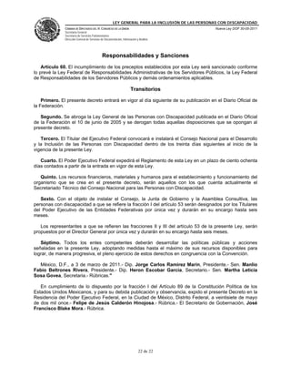 Ley general para la inclusión de personas con discapacidad | PDF