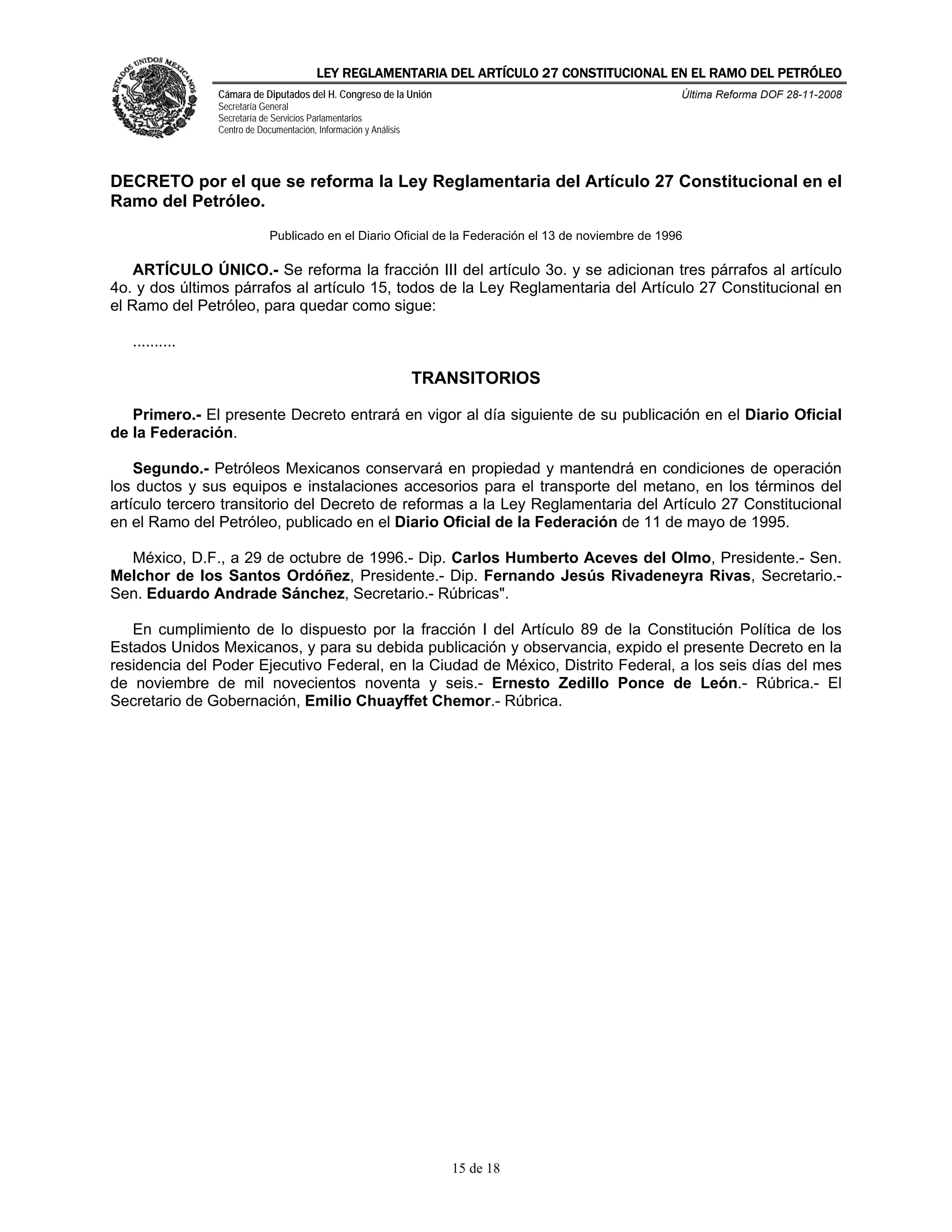 Ley reglamentaria del artículo 27 constitucional en el ramo del ...
