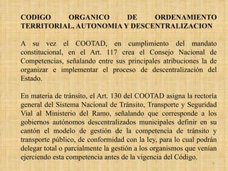 Ley Transporte Terrestre, Tránsito y Seguridad Vial | PPT