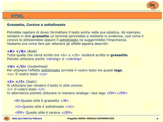 Lezione Infea Grosseto 4 | PPT
