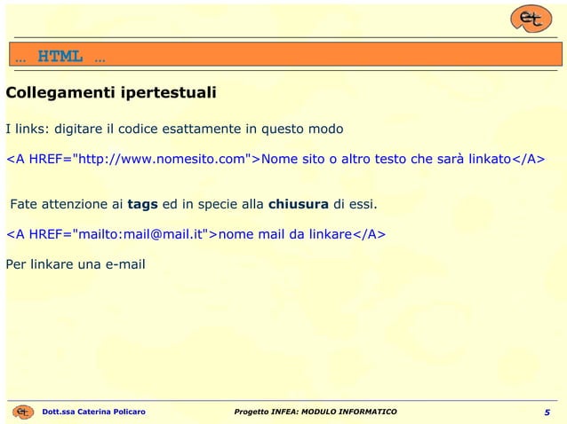 Lezione Infea Grosseto 4 | PPT