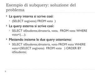 Lezione Sql Sub Query | PPT
