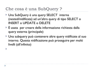 Lezione Sql Sub Query | PPT