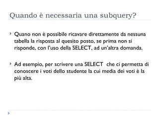 Lezione Sql Sub Query | PPT