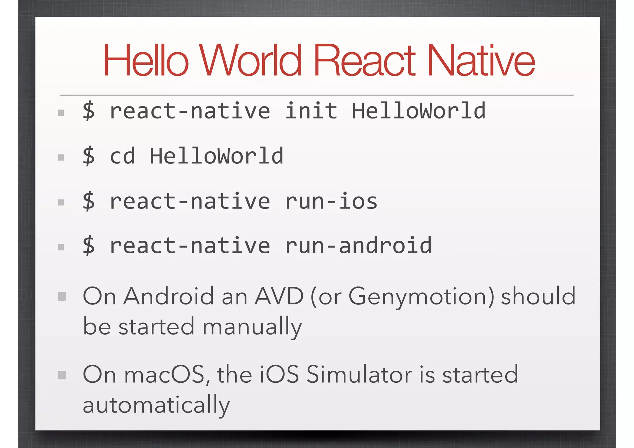 Lezione 02 React and React Native installation and Configuration | PPT